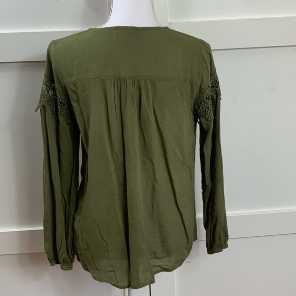 E & M | Tops | Olive Green Peasant Blouse | Poshmark